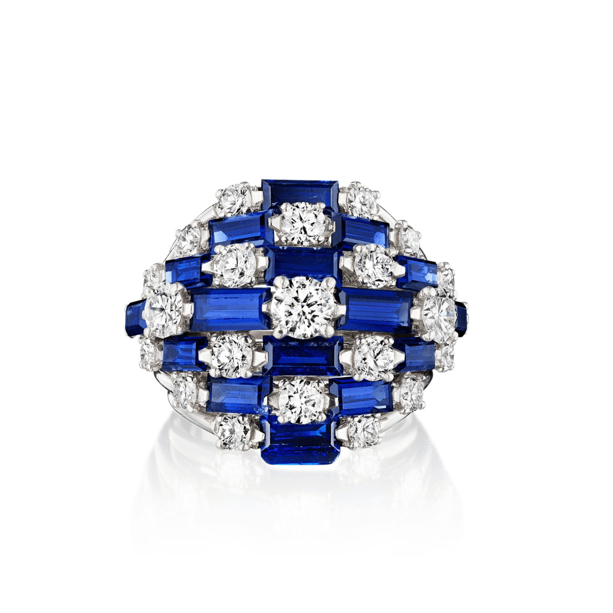 1950s Platinum Sapphire & Diamond Ring by Oscar Heyman